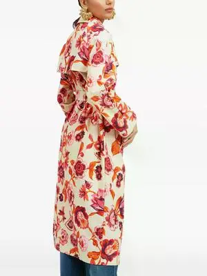 La DoubleJ Floral Print Cotton Trench Coat