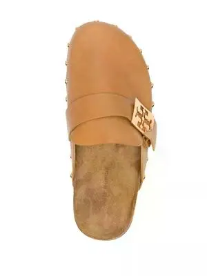 Tory Burch Mellow Logo-plaque Leather Mules - Brown
