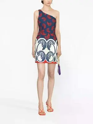La DoubleJ Palmetto Placed Print One-shoulder Mini Dress