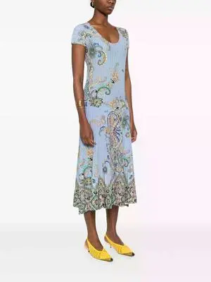 Etro Paisley-print Ribbed Midi Dress