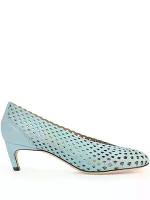 SERGIO ROSSI Light Suede Cut-out Pumps - Blue