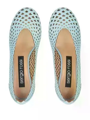 SERGIO ROSSI Light Suede Cut-out Pumps - Blue