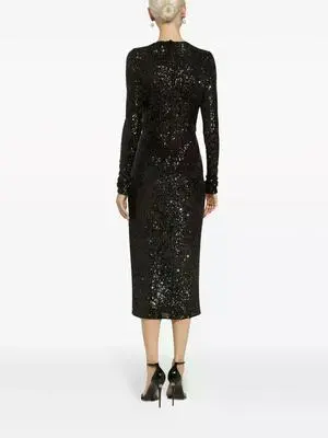 Dolce & Gabbana Long Sleeve Sequin Embellished Wrap Dress