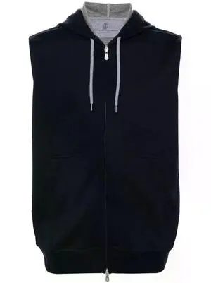 Brunello Cucinelli Sleeveless Zip-up Hoodie - Blue