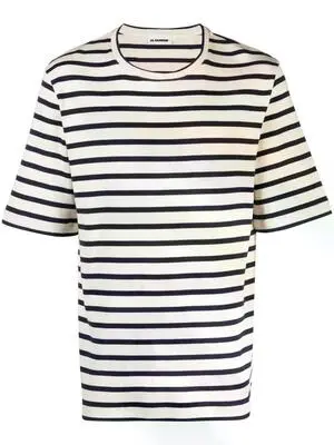 JIL SANDER Striped Ribbed Cotton T-shirt