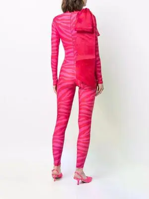 ATU BODY COUTURE Tiger Print Organza Bow Catsuit