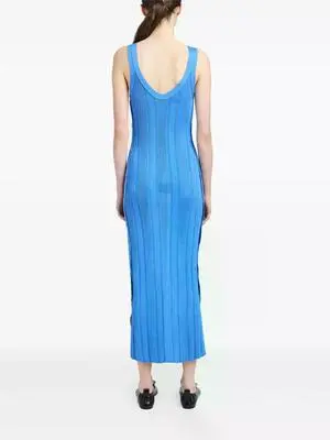 Proenza Schouler Ellis Ribbed Knit Button-front Maxi Dress - Blue