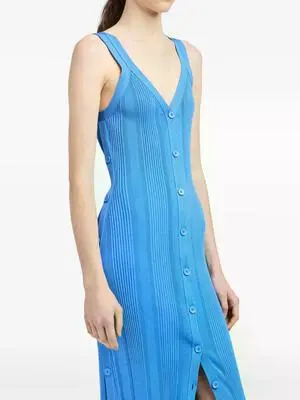 Proenza Schouler Ellis Ribbed Knit Button-front Maxi Dress - Blue