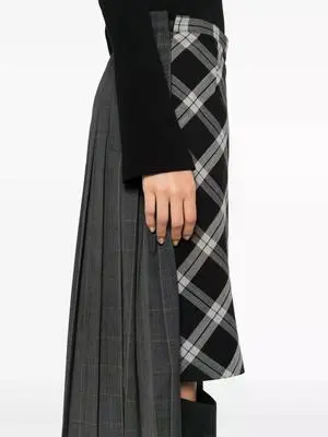 Balenciaga Checked Pleated Midi Skirt