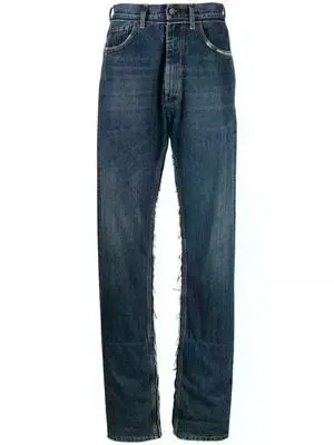 MAISON MARGIELA Logo Patch Ripped Detailing Wide-leg Jeans