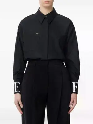 Elisabetta Franchi Cotton Poplin Shirt With Logo Cuffs