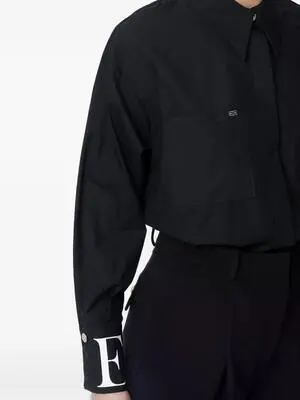 Elisabetta Franchi Cotton Poplin Shirt With Logo Cuffs