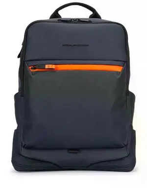 PIQUADRO Water-resistant Calf Leather Backpack - Blue