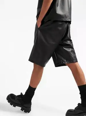 Prada Leather Bermuda Shorts