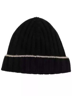 Brunello Cucinelli Cashmere Ribbed Beanie - Black