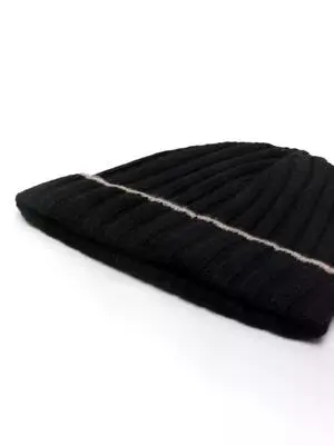 Brunello Cucinelli Cashmere Ribbed Beanie - Black