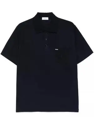 FERRAGAMO Jacquard-pocket V-neck Polo Shirt
