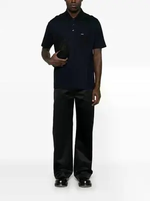 FERRAGAMO Jacquard-pocket V-neck Polo Shirt