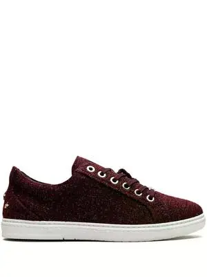 JIMMY CHOO Studded Lace-up Sneakers - Red