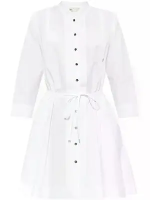 Tory Burch Cotton Mini Dress With Drawstring Waist And Three-quarter Length Sleeves
