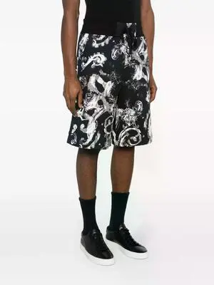Versace Watercolour Print Cotton Shorts - Black