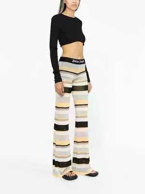 Palm Angels Striped Lurex-knit Flared Trousers