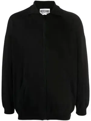 Moschino Teddy Bear Intarsia Knit Zip Cardigan