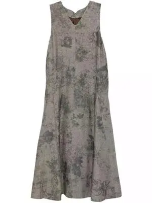 ZIGGY CHEN Abstract Print Midi Dress - Grey