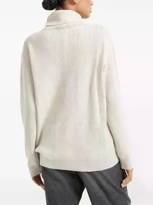 Brunello Cucinelli Ribbed Cashmere Roll-neck Jumper - Neutrals