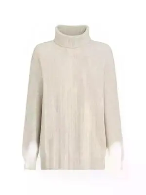 Brunello Cucinelli Ribbed Cashmere Roll-neck Jumper - Neutrals