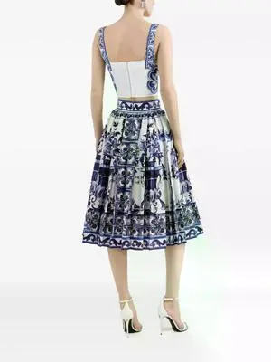 Dolce & Gabbana Majolica-print Pleated Midi Skirt