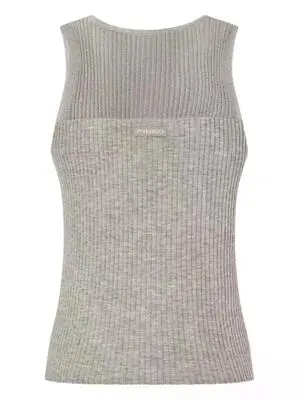 Pinko Ribbed Sleeveless Top With Appliqué Logo