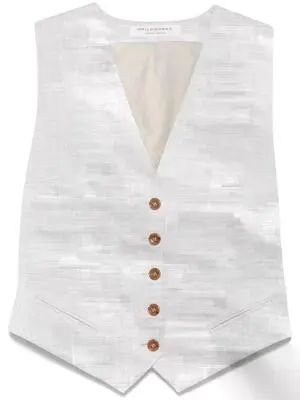 Philosophy Di Lorenzo Serafini Textured V-neck Waistcoat - Neutrals