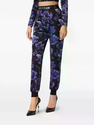 Philipp Plein Floral Print Crystal Embellished Track Pants
