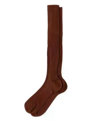 Prada Ribbed Knee-high Socks - Brown