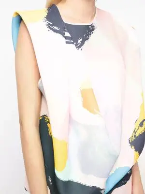 Maticevski Abstract Print Draped Sleeveless Top