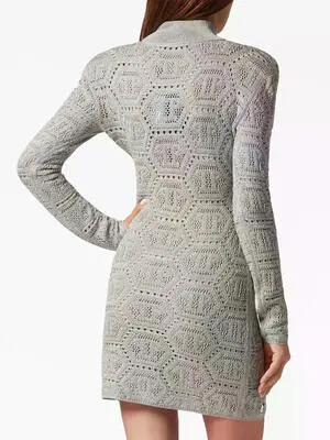 Philipp Plein Monogram Crochet Knit Minidress