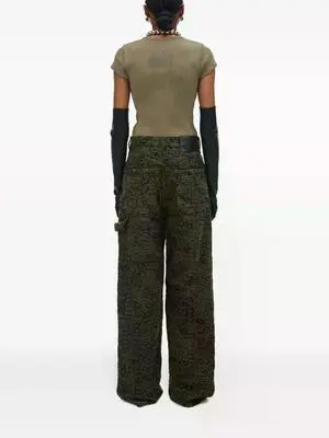Marc Jacobs Monogram Pattern Distressed Wide-leg Jeans