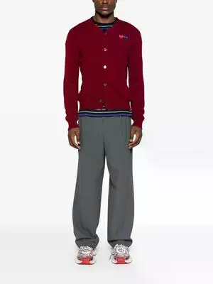 Play Comme Des Garcon Wool Cardigan With Heart Patch - Red