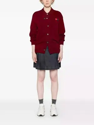 Play Comme Des Garcon Wool Cardigan With Heart Patch - Red