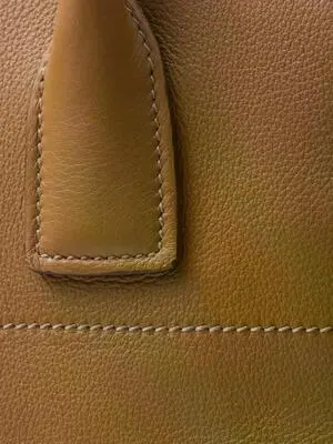 Prada Calf Leather Medium Tote Bag With Logo Lettering - Brown