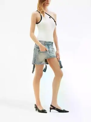 COURREGES Cut-out Denim Mini Skirt - Blue