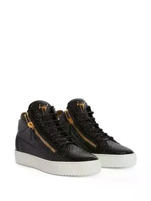 GIUSEPPE ZANOTTI Kriss Woven-leather Mid-top Sneakers - Black