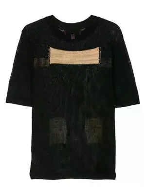 Eckhaus Latta Open-knit Colour-block Jumper - Black