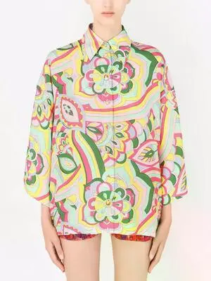 Dolce & Gabbana Abstract Floral Print Silk Shirt