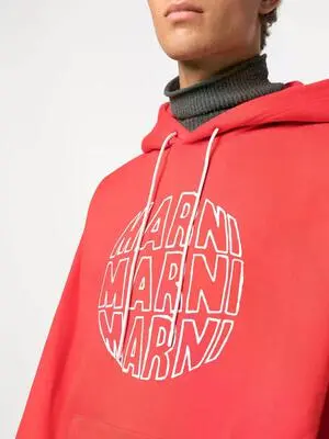 Marni Logo Print Cotton Hoodie