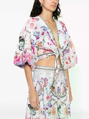 Camilla Monserrate Magic Crop Top With Knot Detailing And Wide Sleeves
