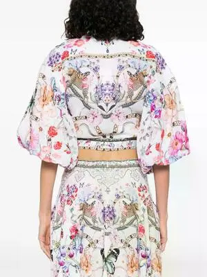 Camilla Monserrate Magic Crop Top With Knot Detailing And Wide Sleeves