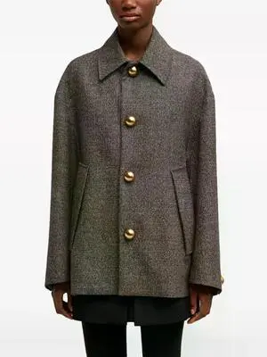 AMI Paris Belted Wool-cotton Blend Coat