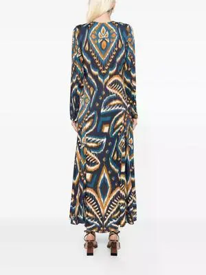 Farm Rio Long Sleeve Printed Maxi Dress